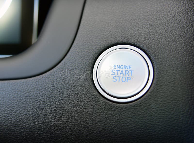 Start Stop Engine Button on a Modern Car Dashboard Stock Photo - Image ...