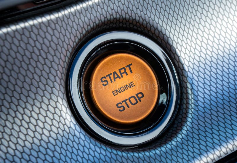 Start Stop Engine Button on a Modern Car Dashboard Stock Image - Image ...