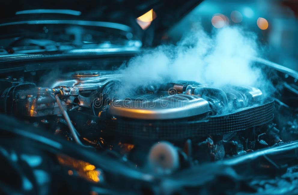 Car Engine Steaming Under Hood Stock Illustration - Illustration of ...