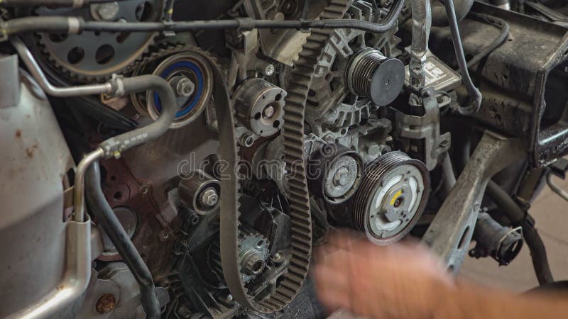 Timing Belt Cracked. Replacing a Failed Engine Transmission Belt ...