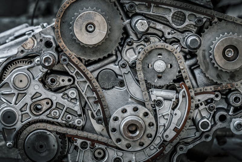 Timing chain car engine 2 stock image. Image of industry - 233601949