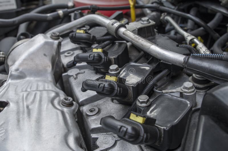 Car engine top stock image. Image of power, injection - 93802035