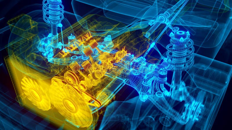 Automobile Technology. Engine Piston X-ray Image Animation.3D. Stock ...