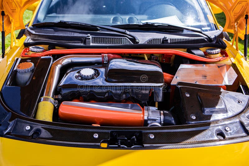 Car engine with tuning and modifications. - Stock Image - Everypixel