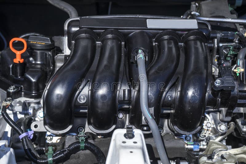 Car Engine Under the Hood #1 Stock Photo - Image of cable, plastic ...