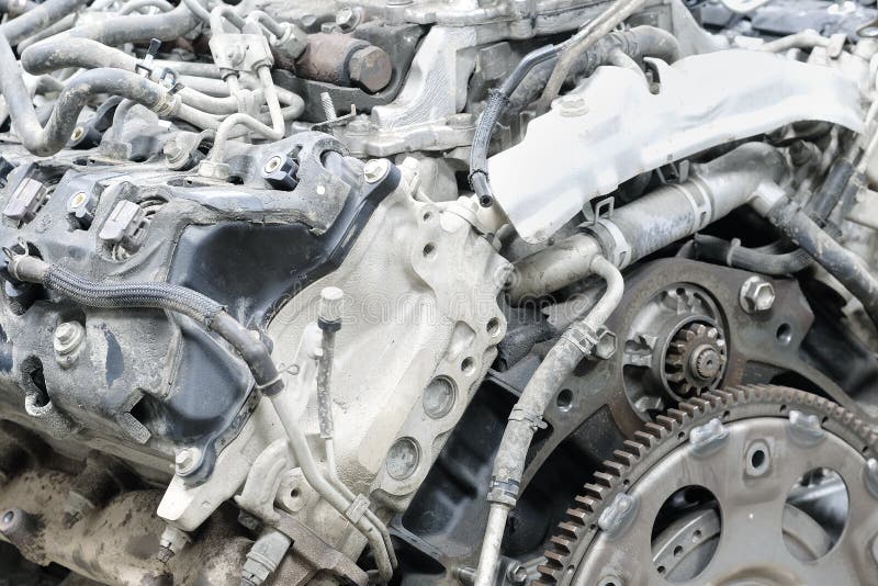 Car Engine Under Repair in a Car Repair Station Stock Image - Image of ...