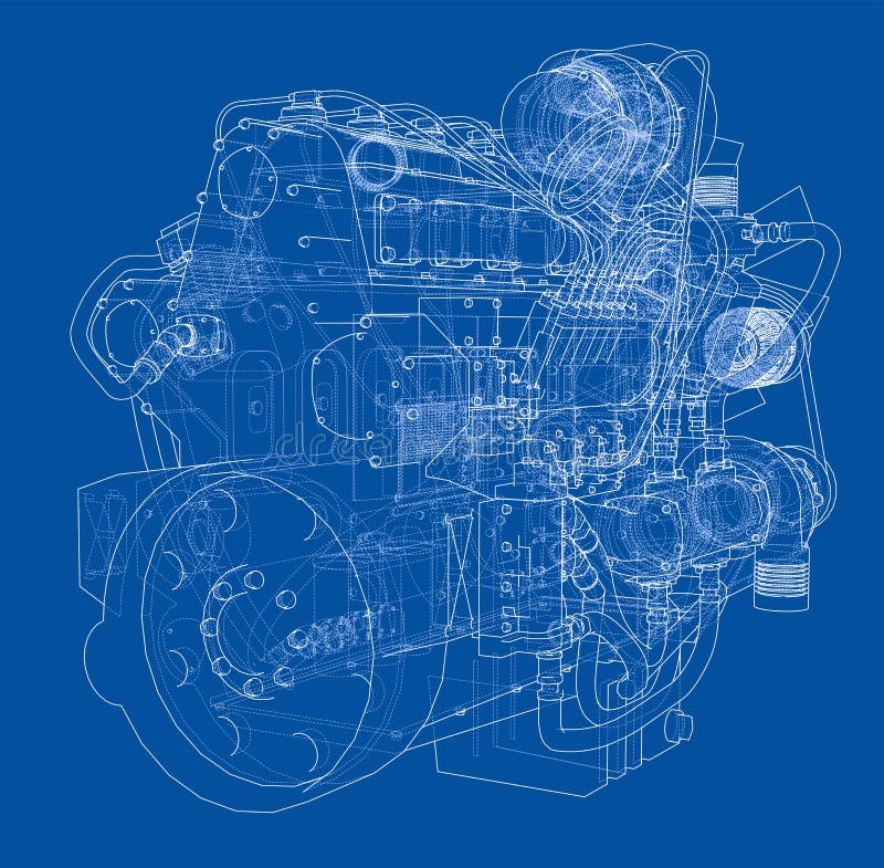 Car Engine. Vector Rendering of 3d Stock Vector - Illustration of motor ...