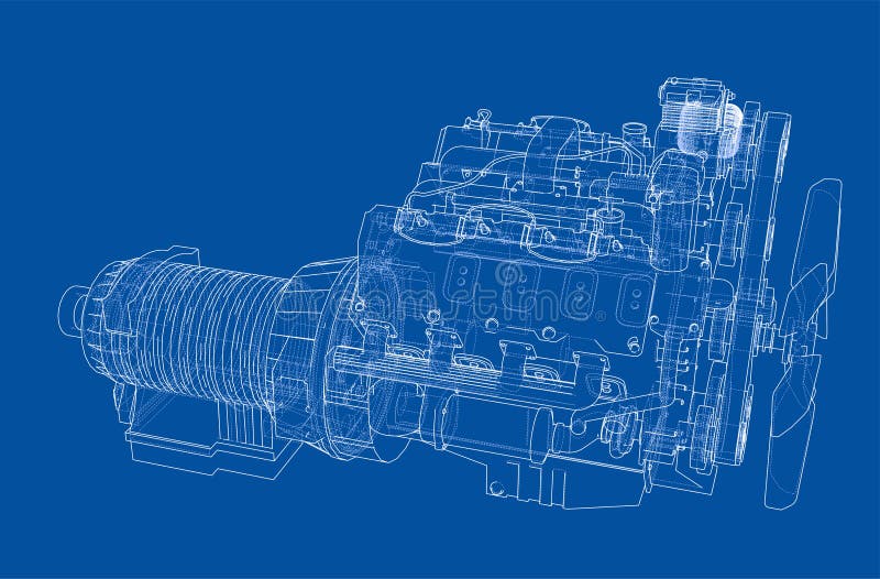 Car Engine. Vector Rendering of 3d Stock Vector - Illustration of ...