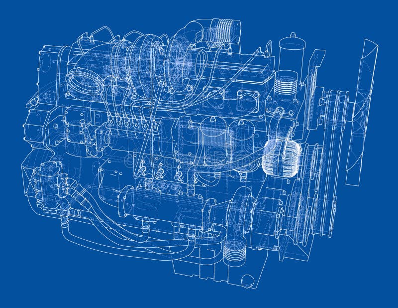 Car Engine. Vector Rendering of 3d Stock Vector - Illustration of auto ...