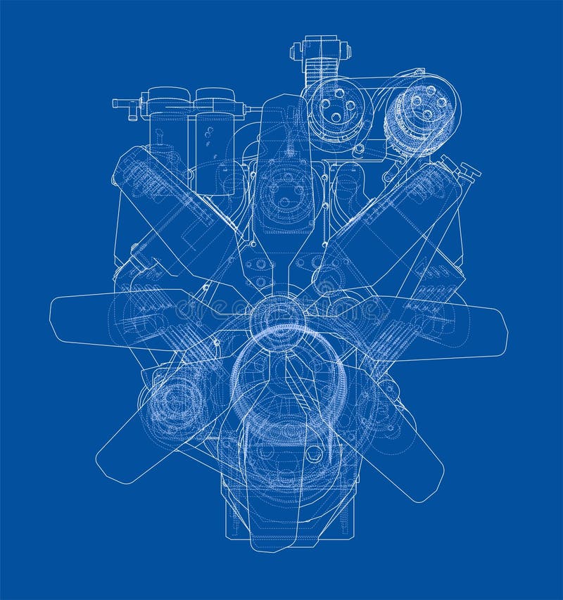 Car Engine. Vector Rendering of 3d Stock Vector - Illustration of ...