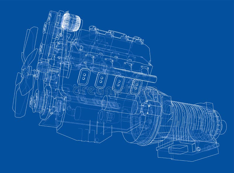 Car Engine. Vector Rendering of 3d Stock Vector - Illustration of gear ...