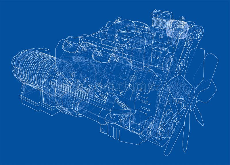 Car Engine. Vector Rendering of 3d Stock Vector - Illustration of frame ...
