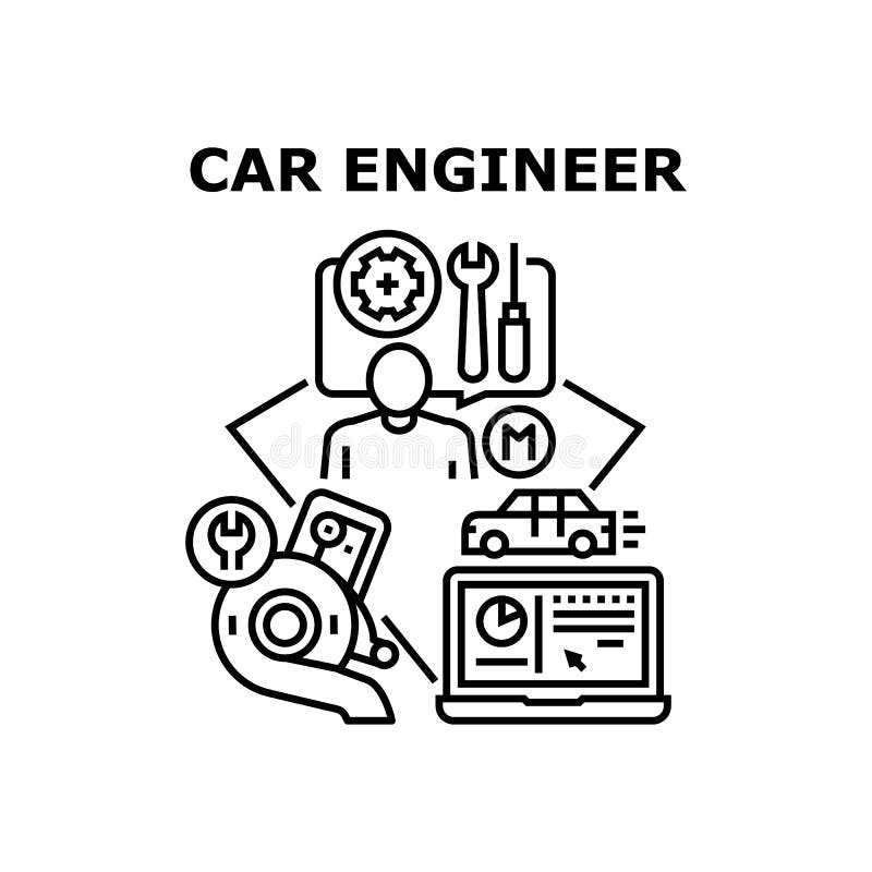 Car Engineer Vector Concept Black Illustration Stock Illustration ...