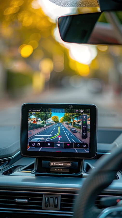 Car Equipped with a Rear View Camera Displayed on the Dashboard Stock ...