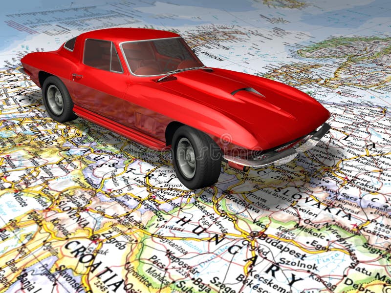 Car on the Europe map stock illustration. Illustration of speed - 8361686