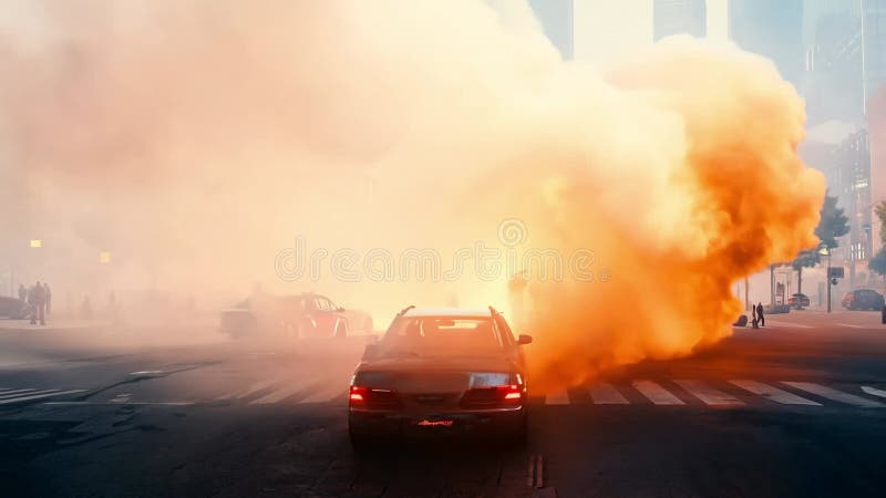 Car Exploding and Igniting a Massive Fire in the City Stock Footage ...