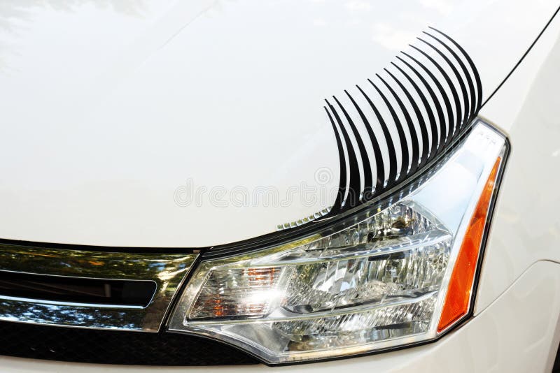 Car Eyelashes on Left Headlight Stock Image - Image of vehicle ...