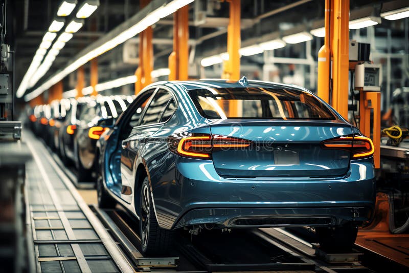 Car factory, AI generated stock illustration. Illustration of industry ...