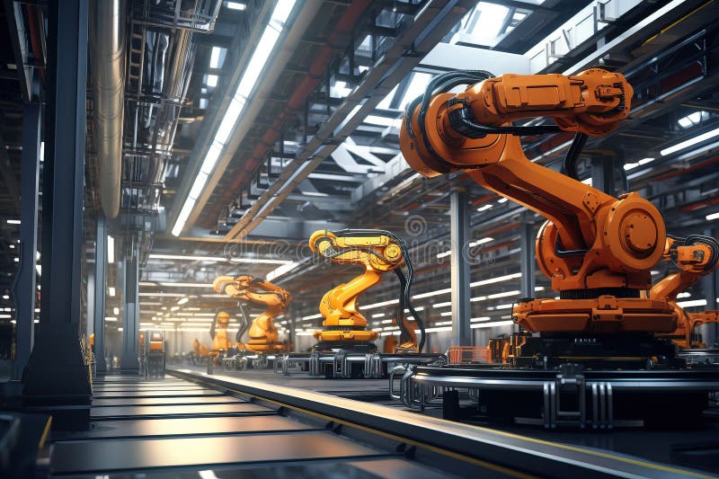 Car Factory 3D Concept Automated Robot Arm Assembly. Generative AI ...