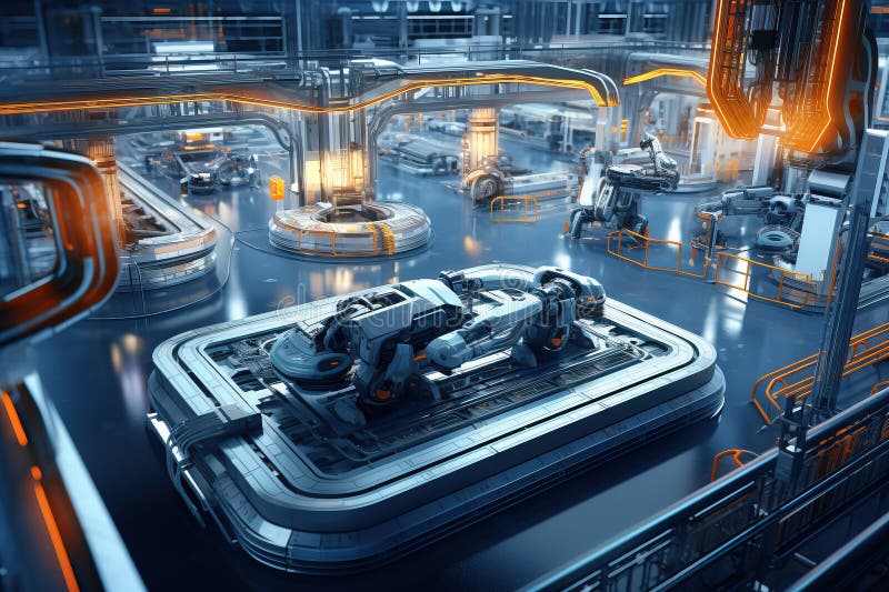 Car Factory 3D Concept Automated Robot Arm Assembly. Generative AI ...