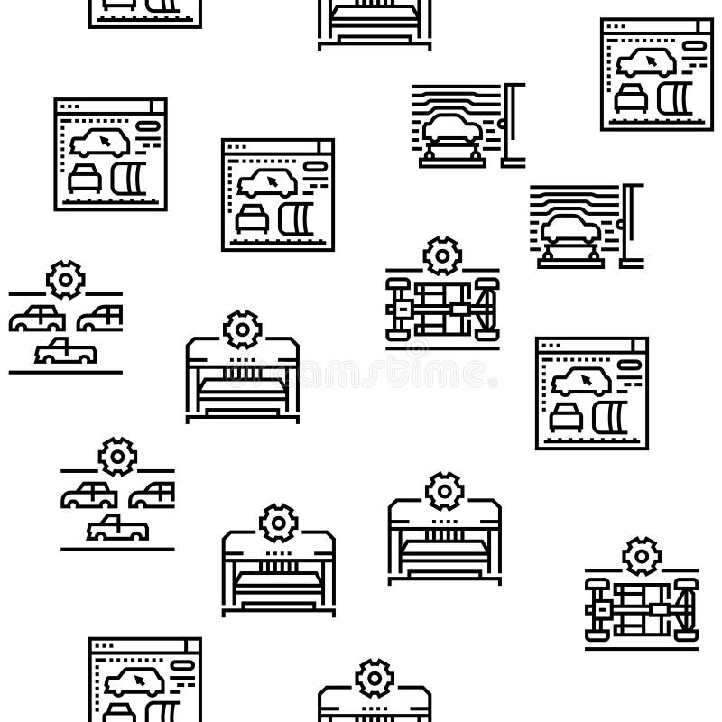 Car Factory Production Collection Icons Set Vector Stock Illustration ...