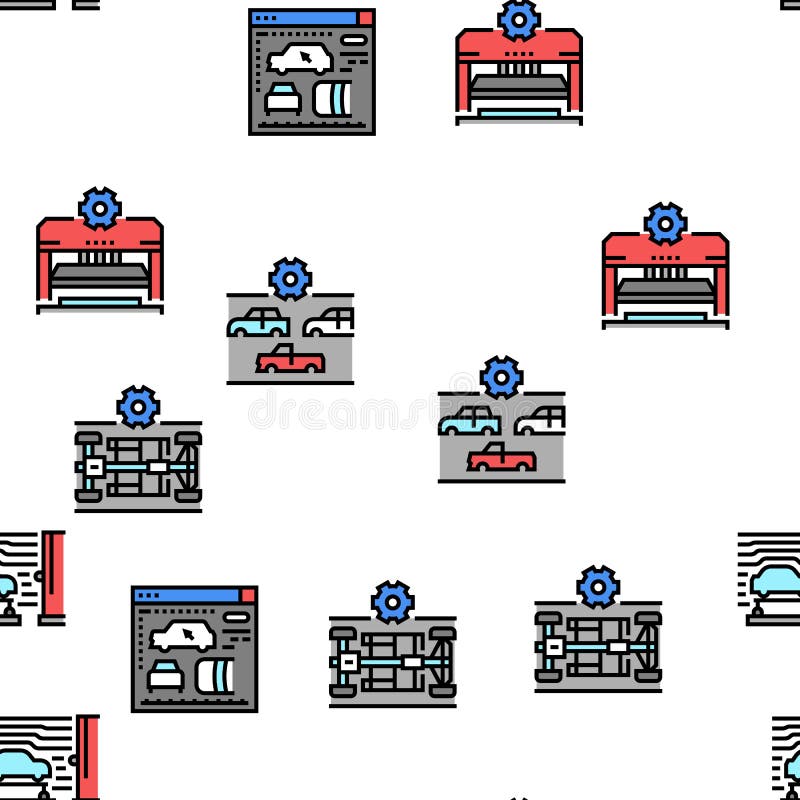 Car Factory Production Vector Seamless Pattern Stock Illustration ...