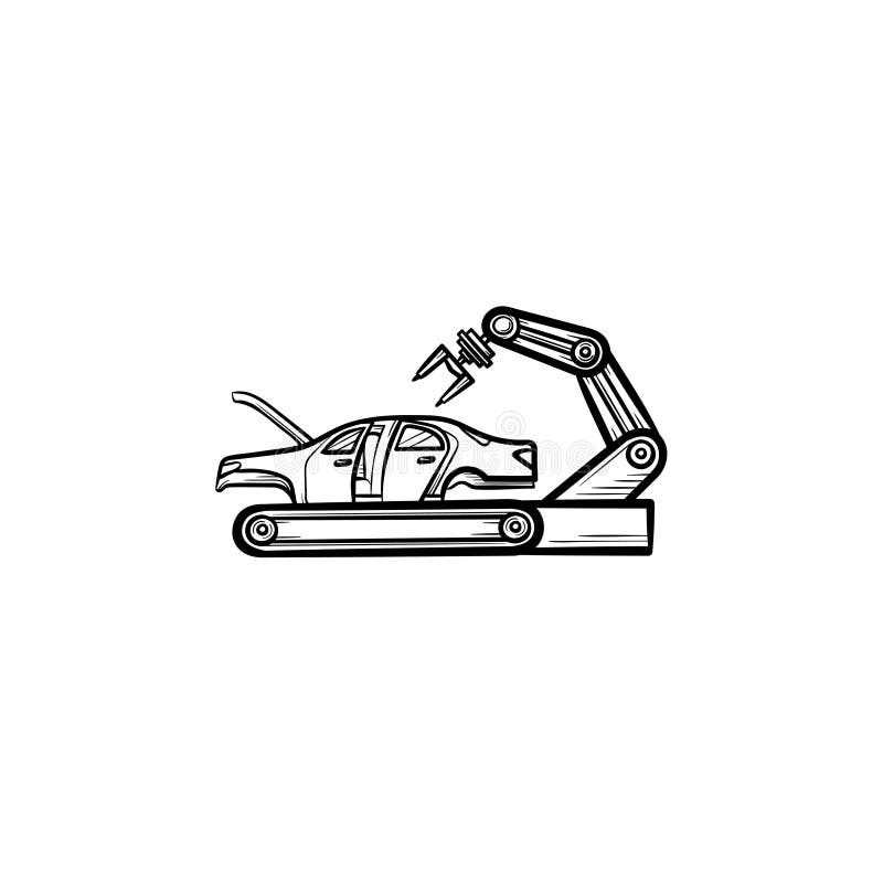 Car Factory with Robotic Arm Hand Drawn Outline Doodle Icon. Stock ... Car Factory with Robotic Arm Hand Drawn Outline Doodle Icon. Stock ...