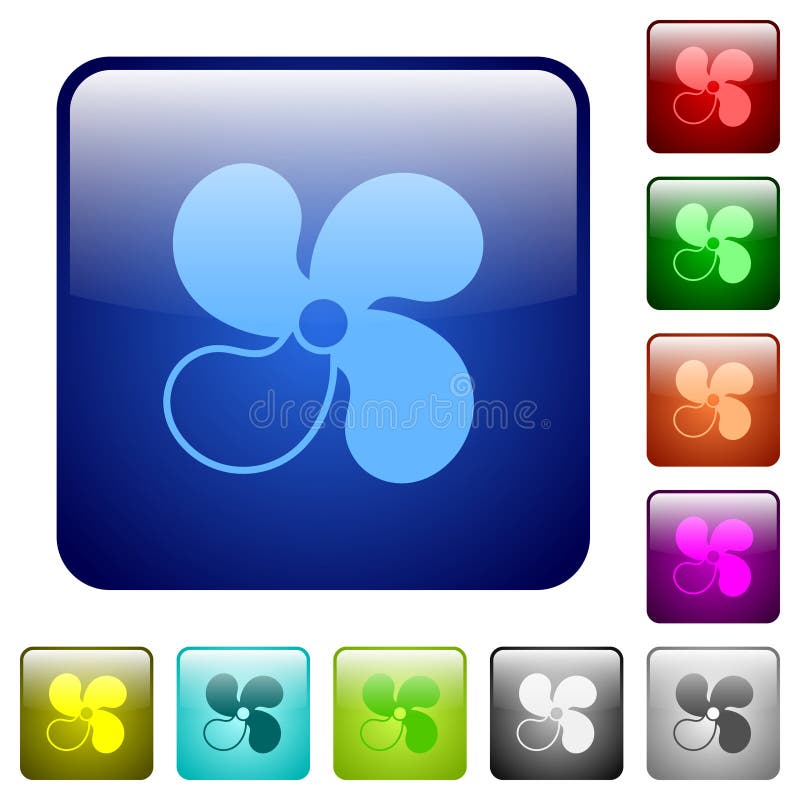 Car Fan Level 3 Color Square Buttons Stock Vector - Illustration of ...