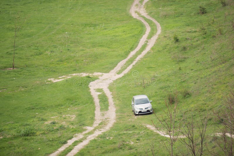 Car in Field stock image. Image of rural, blue, side - 40698807