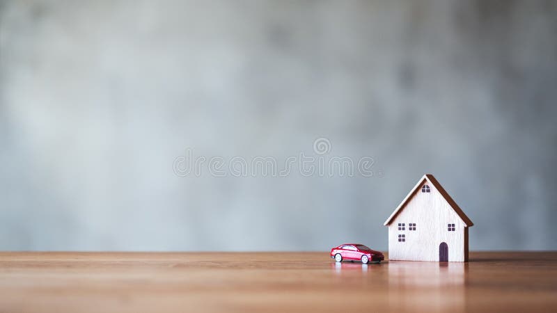 A Car Figure Model and Wooden House Model Stock Image - Image of house ...