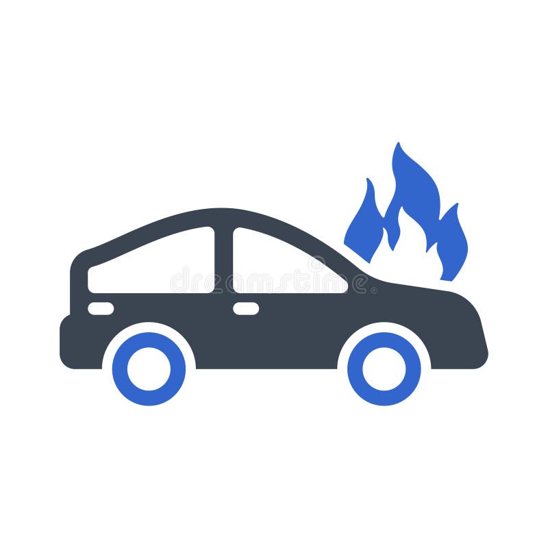 Car fire Crash Icon stock vector. Illustration of fire - 204298393