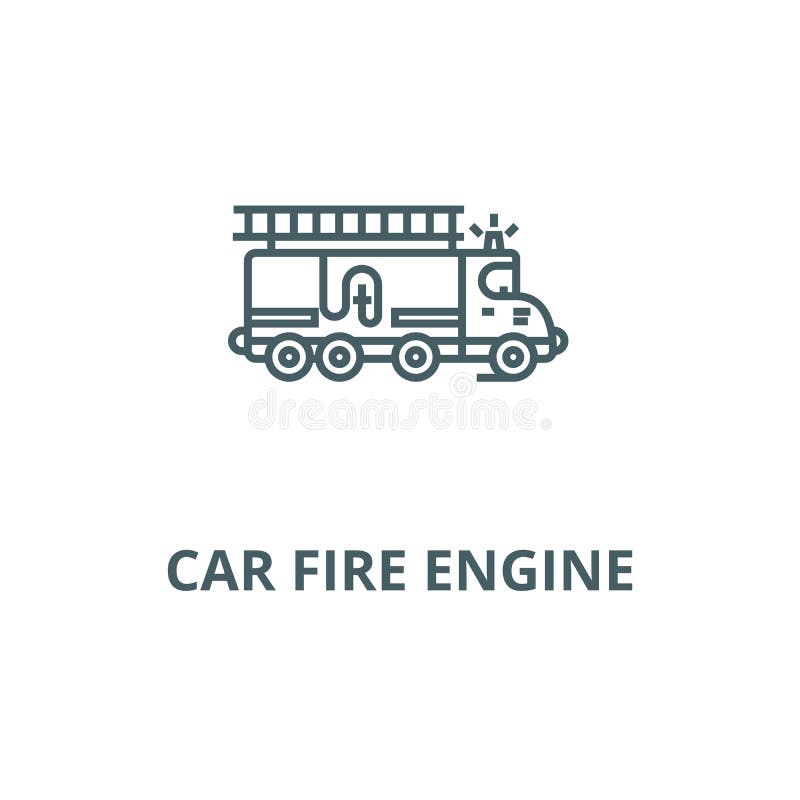 Fire Engine Line Icon Concept. Fire Engine Flat Vector Symbol, Sign ...