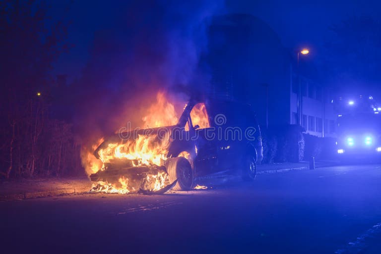 Car fire stock image. Image of firemen, occurrence, news - 94152009