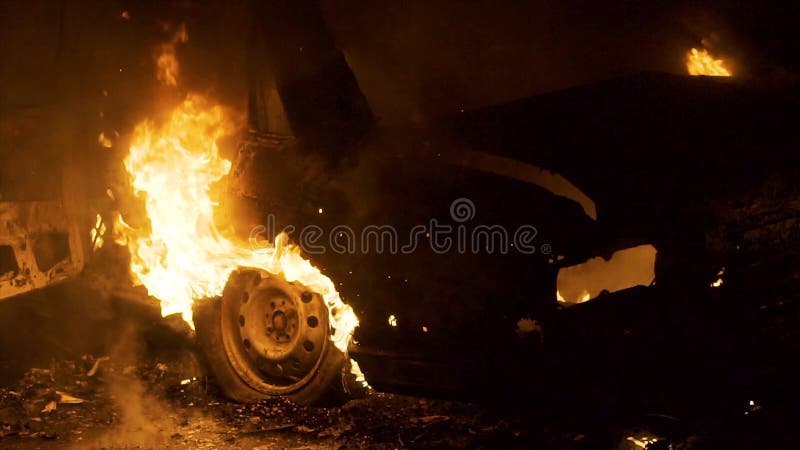 Car Burning at Night, Car on Fire Stock Video - Video of accident ...