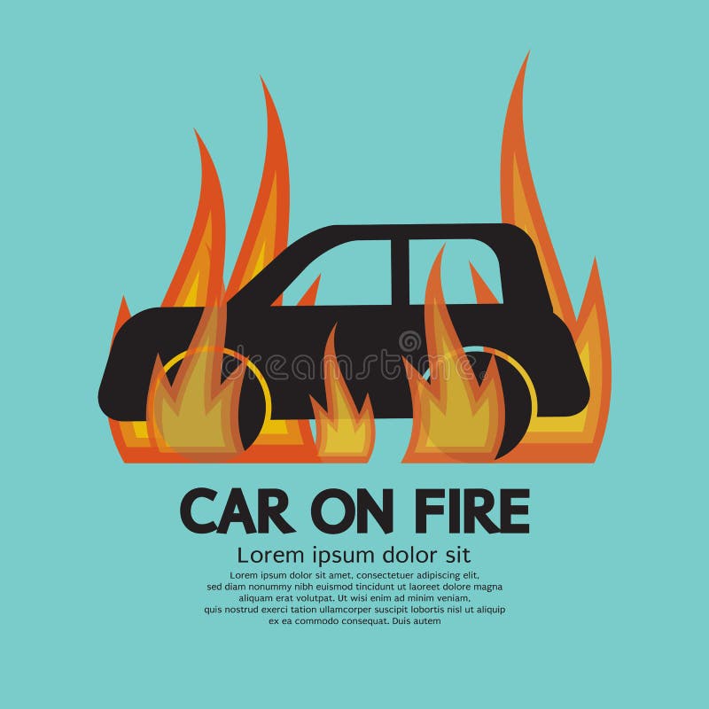 Car on Fire stock vector. Illustration of design, transport - 42317175