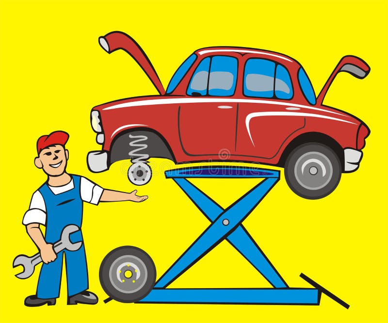Man fixing car stock vector. Illustration of cartoon - 14885701