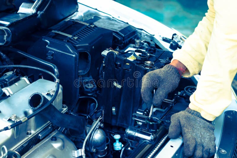 Car fixing in garage stock image. Image of mechanic, adult - 66055583