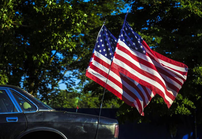 Car with Flag of United States of America Stock Image - Image of july ...