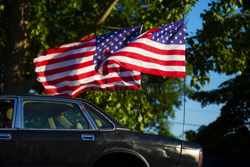 Car with Flag of United States of America Stock Photo - Image of ...