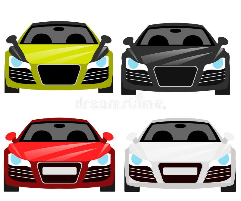 Car Flat Vector Icons in Front View. Stock Vector - Illustration of ...
