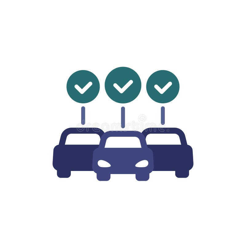 Car Fleet Icon on White, Flat Vector Stock Vector - Illustration of ...
