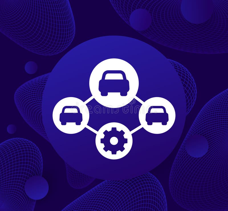 Car Fleet Management Icon with Vehicles, Vector Stock Illustration ...