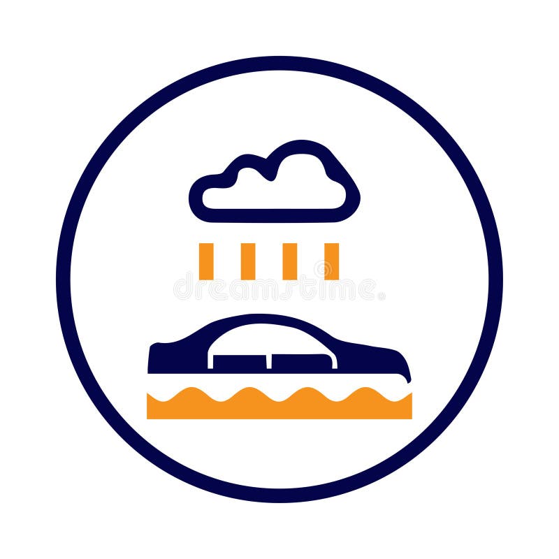 Car, Flood, Disaster, Icon, Cloud, Rain, Car Flood Disaster Icon Stock ...