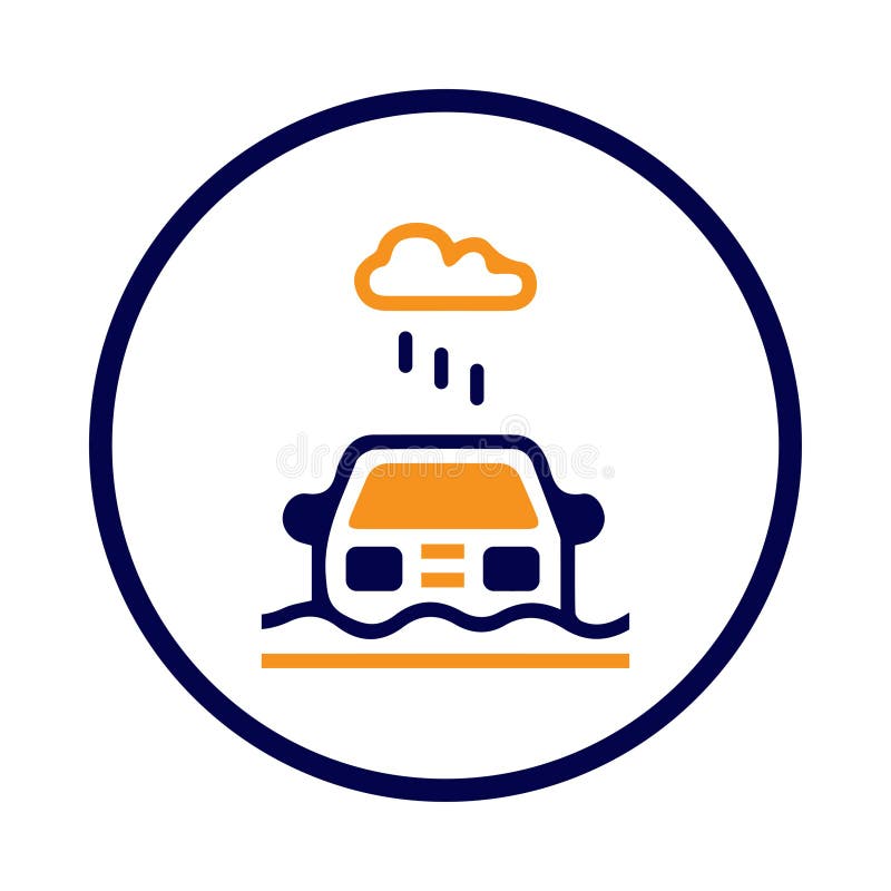 Car, Flood, Disaster, Icon, Cloud, Rain, Car Flood Disaster Icon Stock ...