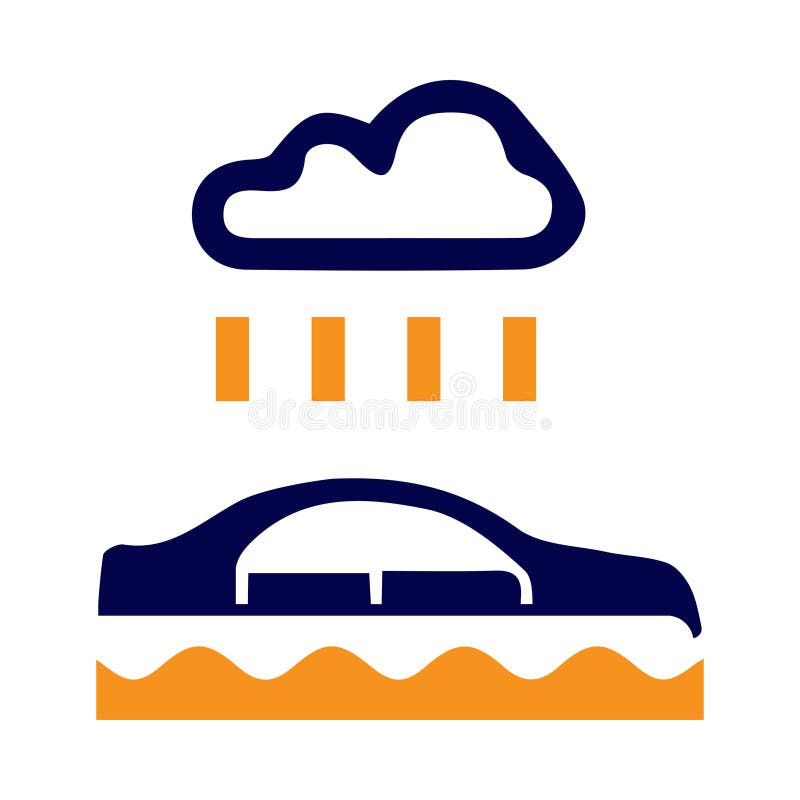 Car, Flood, Disaster, Icon, Cloud, Rain, Car Flood Disaster Icon Stock ...