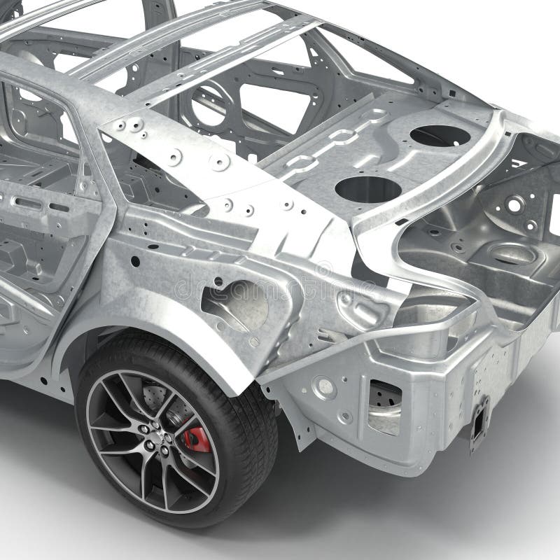 Car Frame With Chassis On White. 3D Illustration Stock Illustration ...