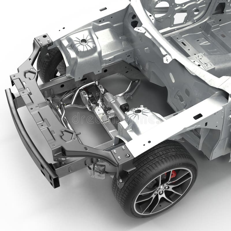 Car Frame With Chassis On White. 3D Illustration Stock Illustration ...