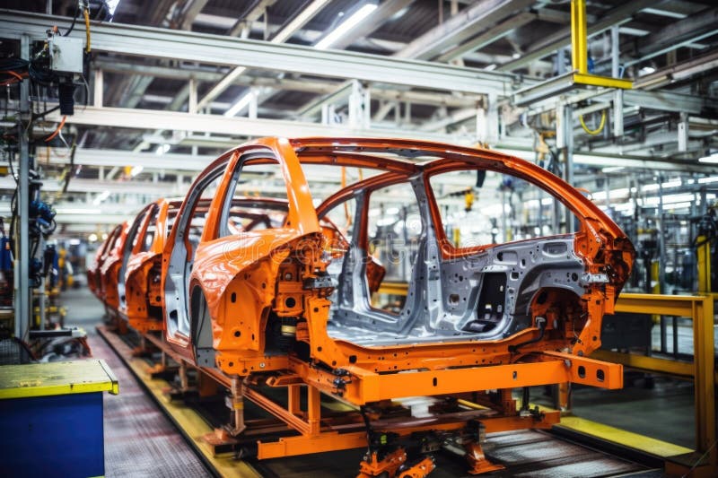 Car Frames on an Assembly Line Stock Image - Image of process ...