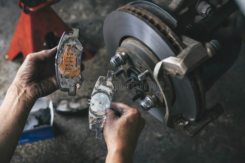 Car Front Brake Pads Service. Stock Photo - Image of pads, industry ...