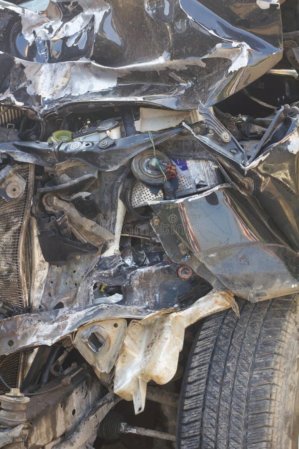 Car front demolished. stock photo. Image of compact, destruction - 66817948
